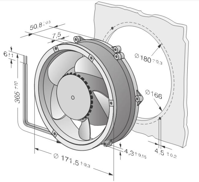EBM-Papst DV6224TD DC Fans DC Tubeaxial Fan, 172x51mm Round, 24VDC ...