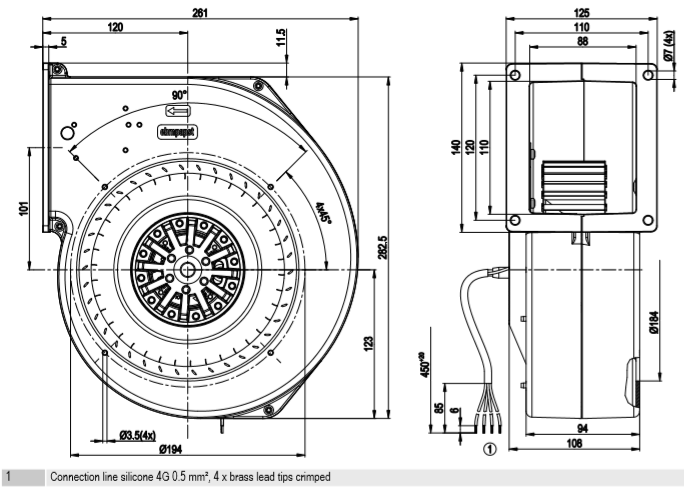G2D180-BD18-11 Centrifugal fans for Inverter cooling