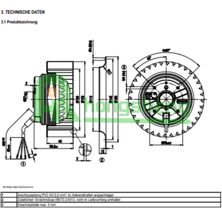 EBM-Papst R2E133-AN77-01 Blowers & Centrifugal Fans 230V 88W/110W 50Hz/60Hz 2150RPM/2100RPM