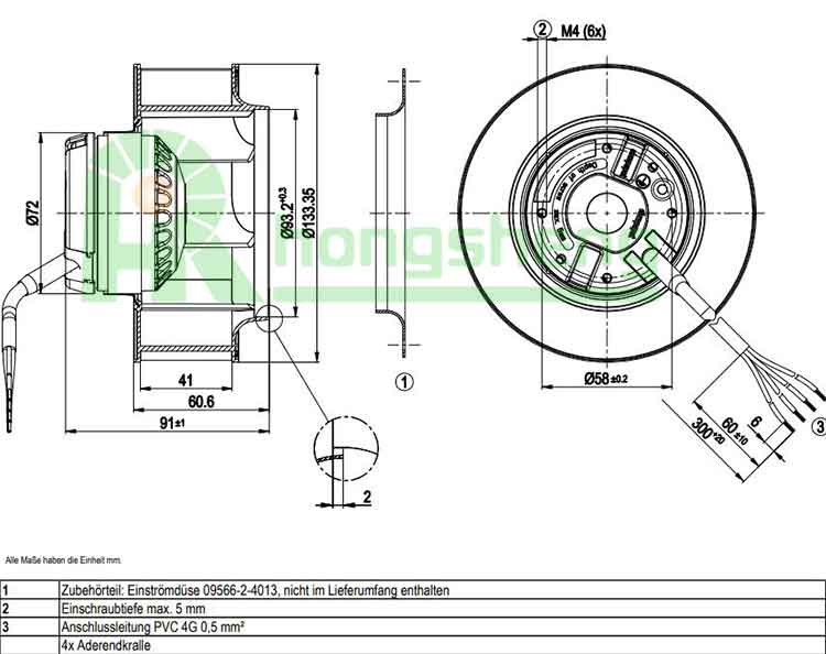 EBM-Papst R2E133-BH66-05/A01 Blowers & Centrifugal Fans AC Backward-Curved Motorized Impeller ...